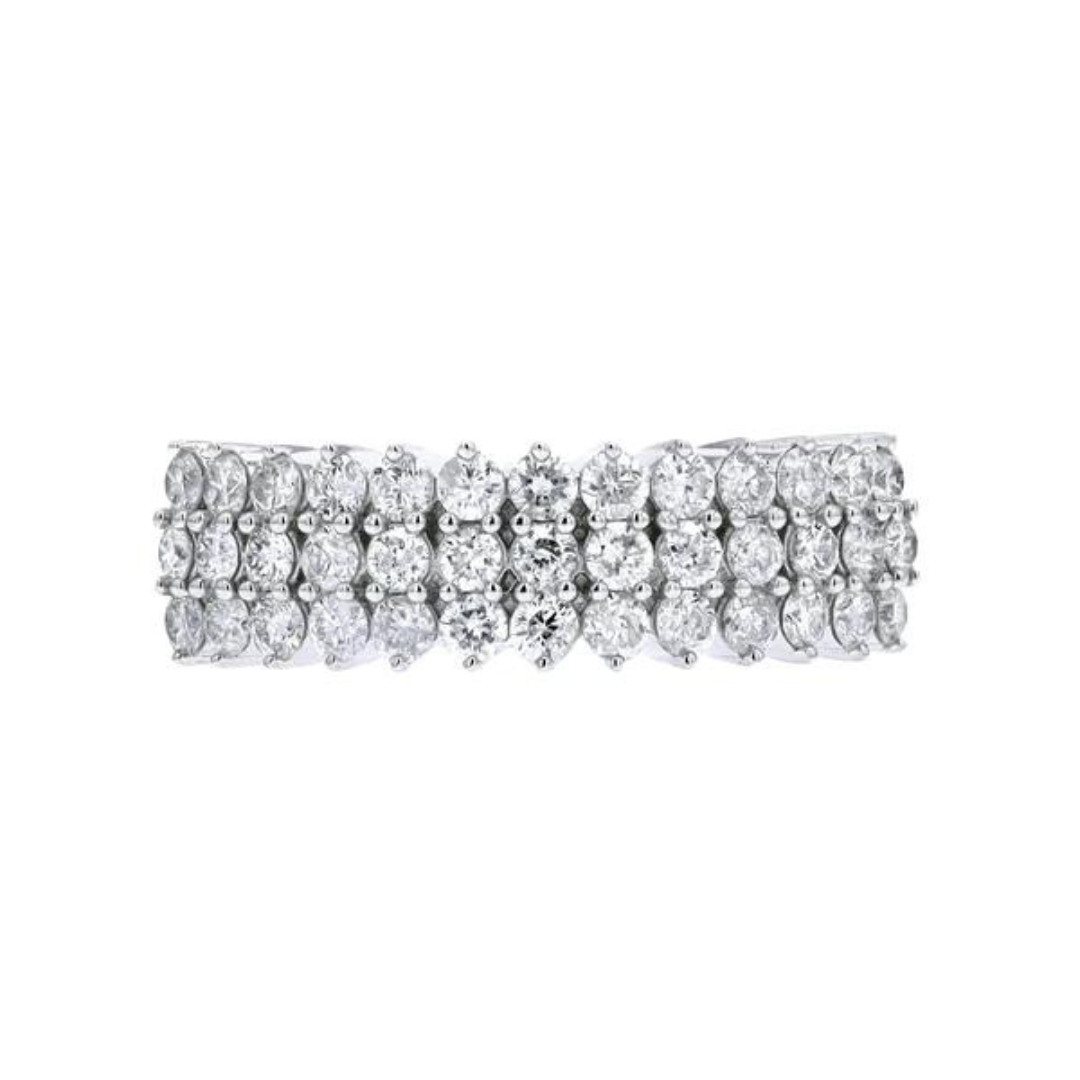 14k White Gold Three Row Diamond Ring 1 CT – The Finery House