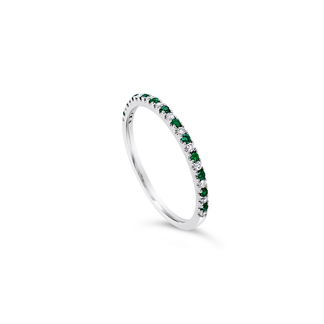 Alternating Emerald and Diamond Stackable Band – The Finery House